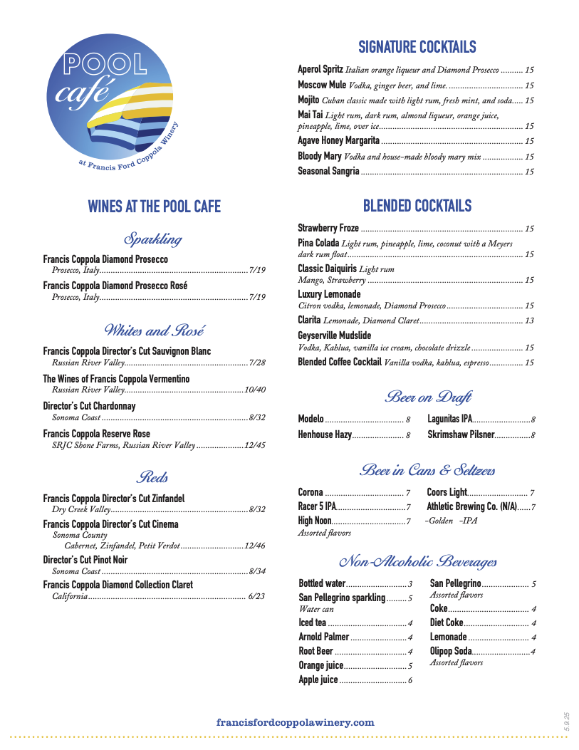Pool Café | Francis Ford Coppola Winery